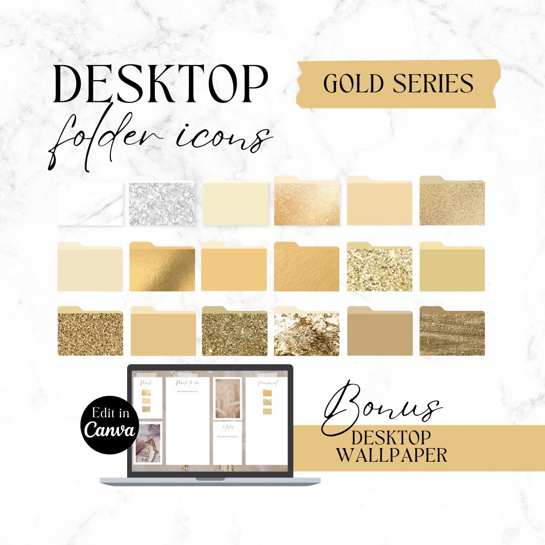 Gold Glam Desktop Icons: Mac & Windows Folder Set (digital Download) - Etsy