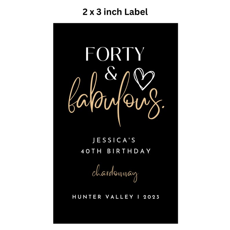 FORTY AND FABULOUS Minimalist 40th Birthday Party Black, Wine Gift ...