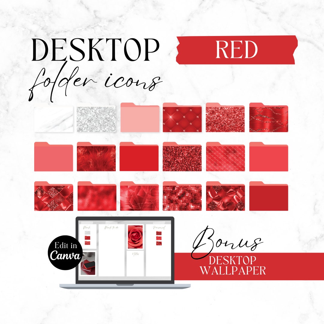 Red Glitter Folder Icons | Desktop Icons | Mac & Windows - Etsy Australia