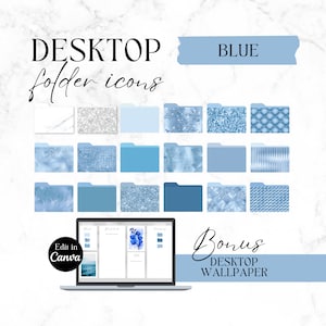 Desktop Folder Icons Blue, Aesthetic MacBook Folders, Glitter Desktop ...