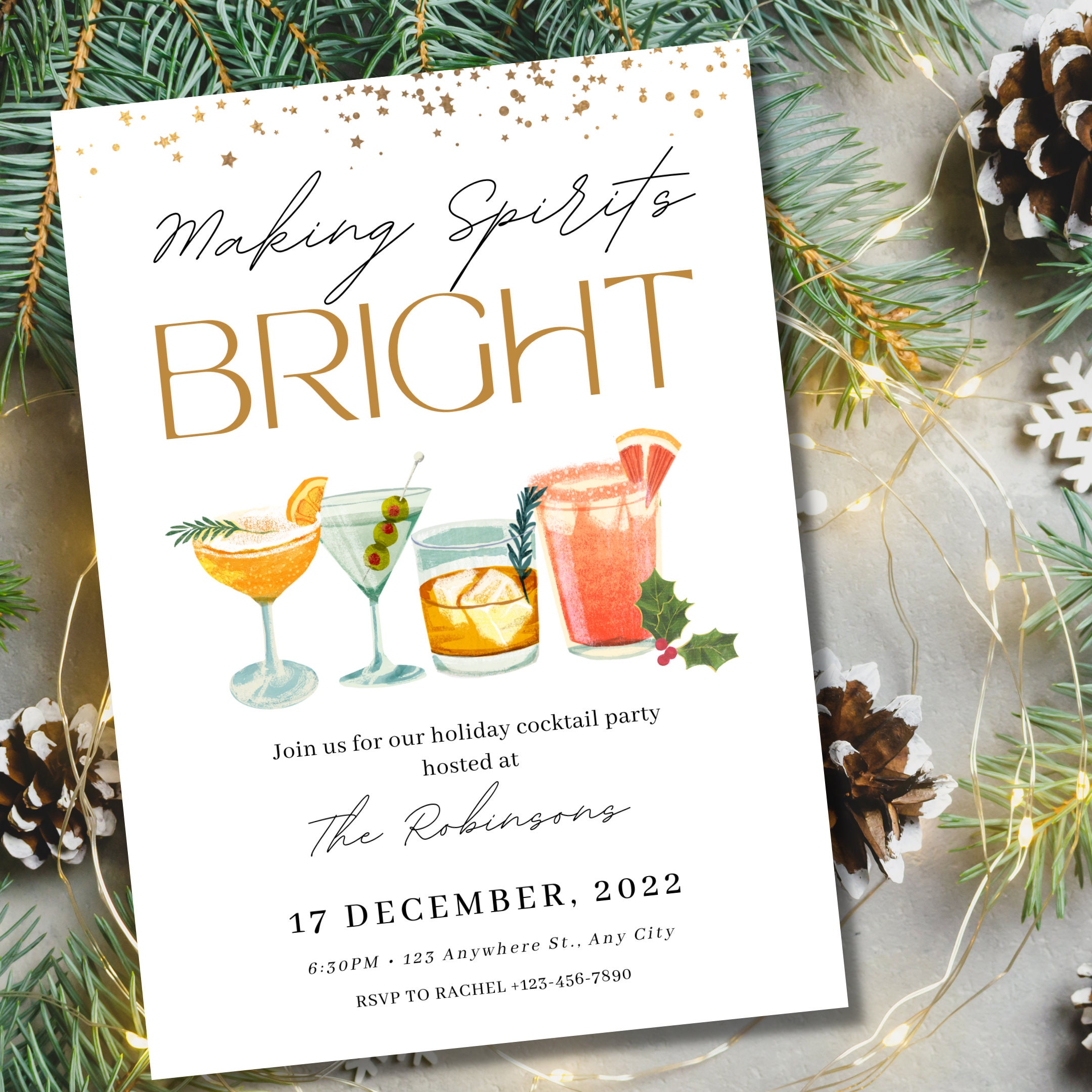 Making Spirits Bright Invite Template Christmas Party - Etsy
