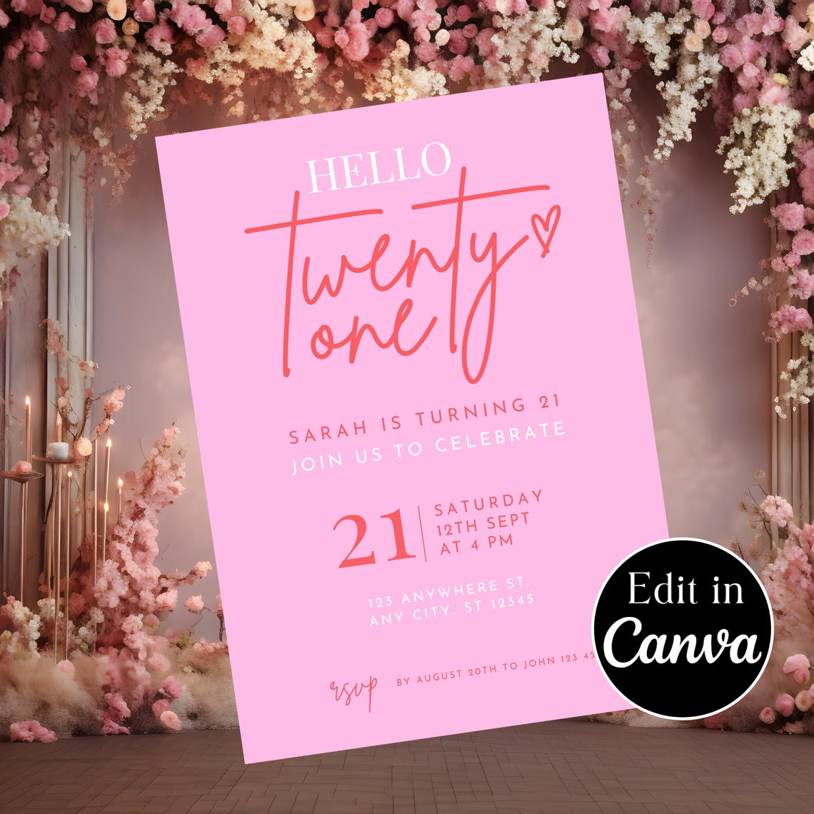 Twenty One Party Invitation, Minimalist 21st Birthday Party Invitation ...