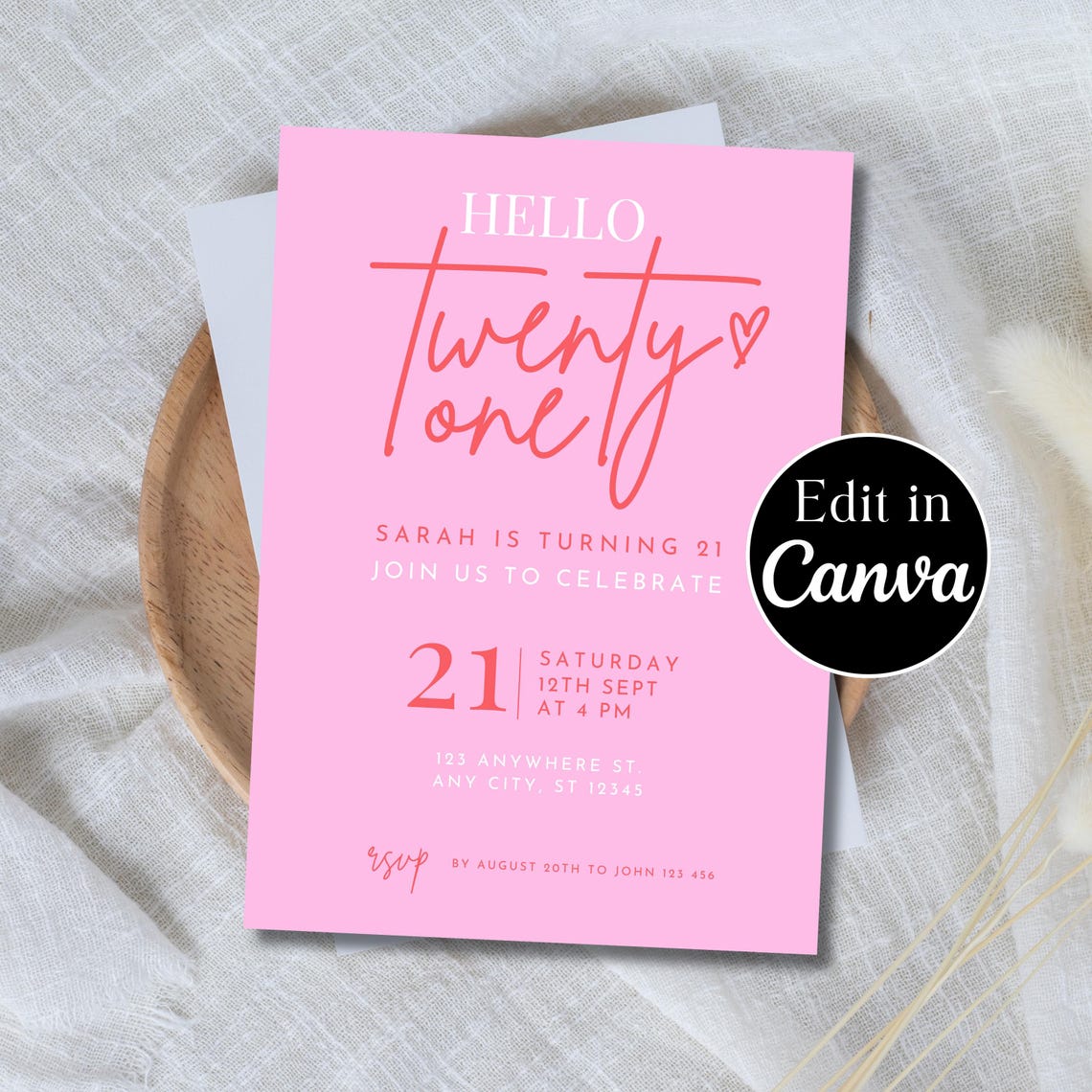 Twenty One Party Invitation, Minimalist 21st Birthday Party Invitation ...