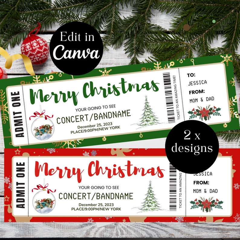 Printable Christmas Gift Voucher Template, Surprise Instant Download ...