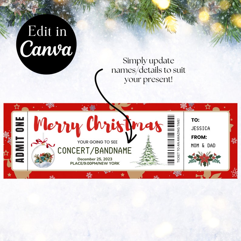 Printable Christmas Gift Voucher Template, Surprise Instant Download ...