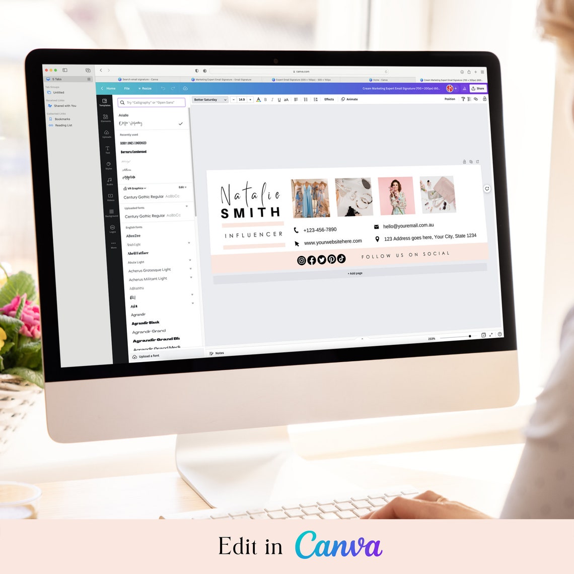 Email Signature Fully Editable Canva Template Blogger Email - Etsy