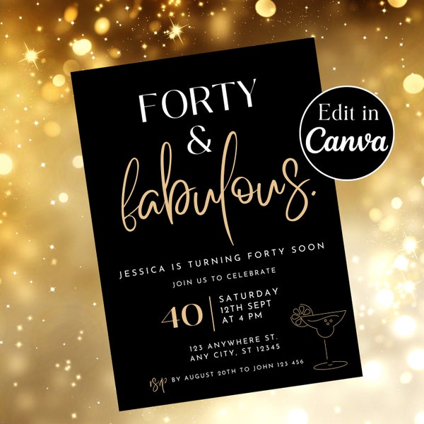 Forty and Fabulous Birthday Invitations - Etsy