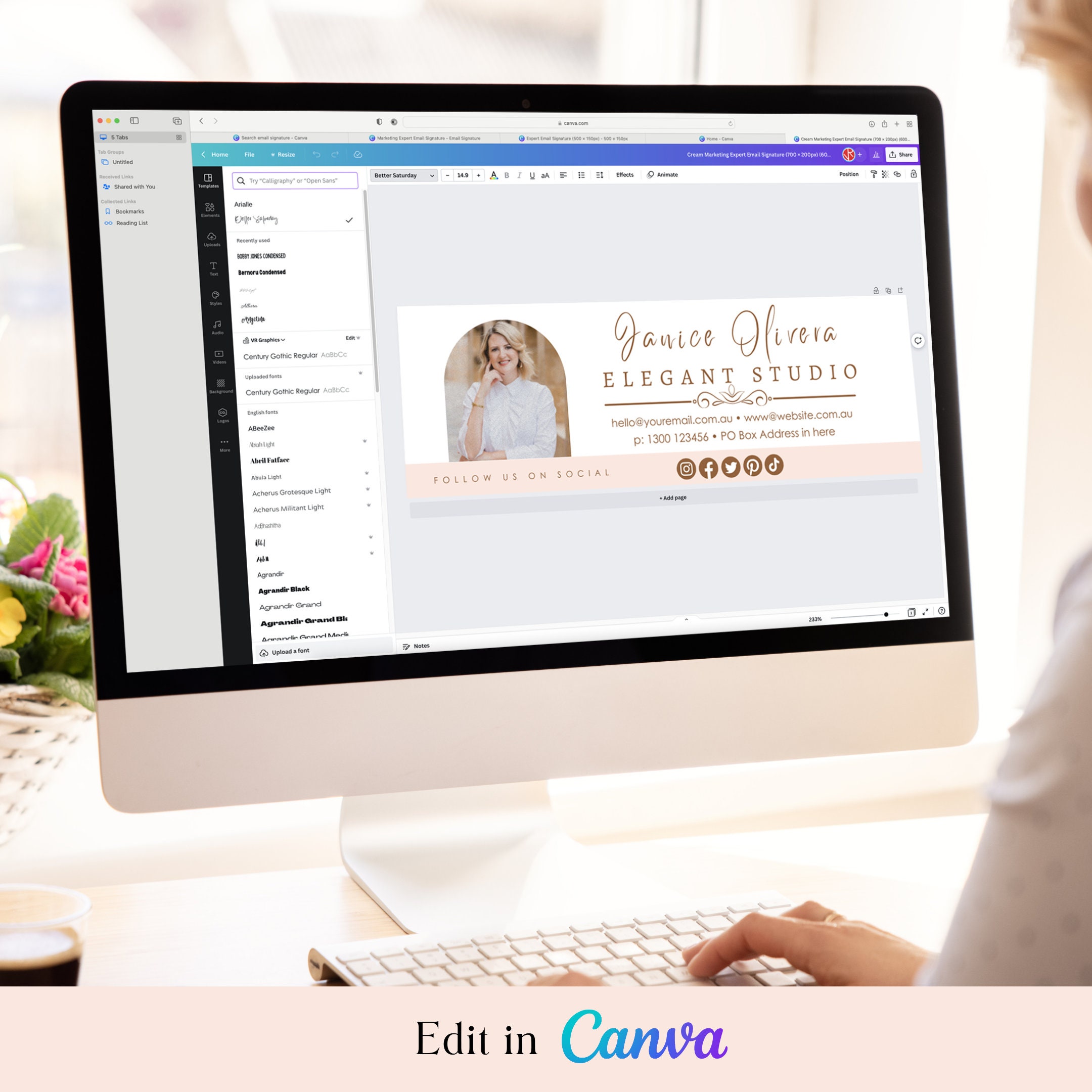 Fully Editable Canva Email Signature Template - Etsy