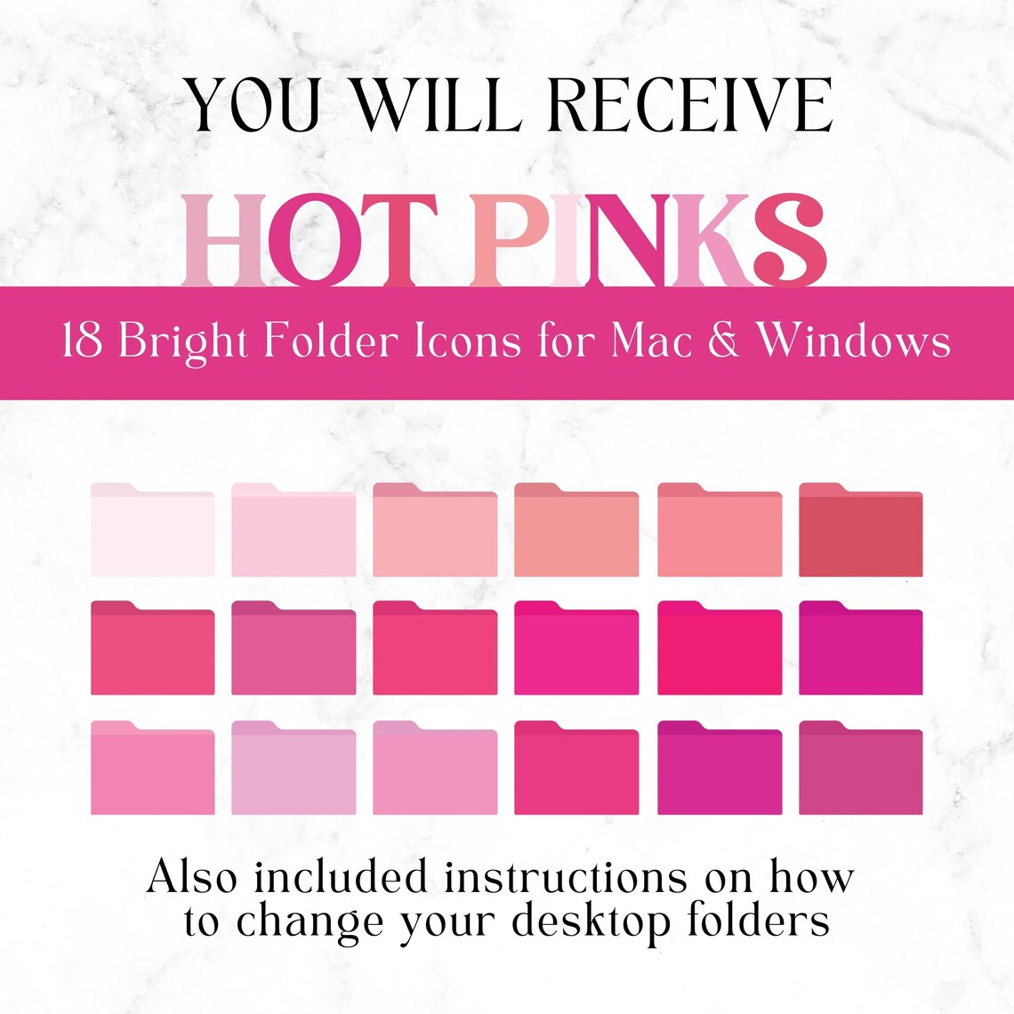Hot Pink Folder Icons | Desktop Icon Pack for Mac & Windows | Instant ...