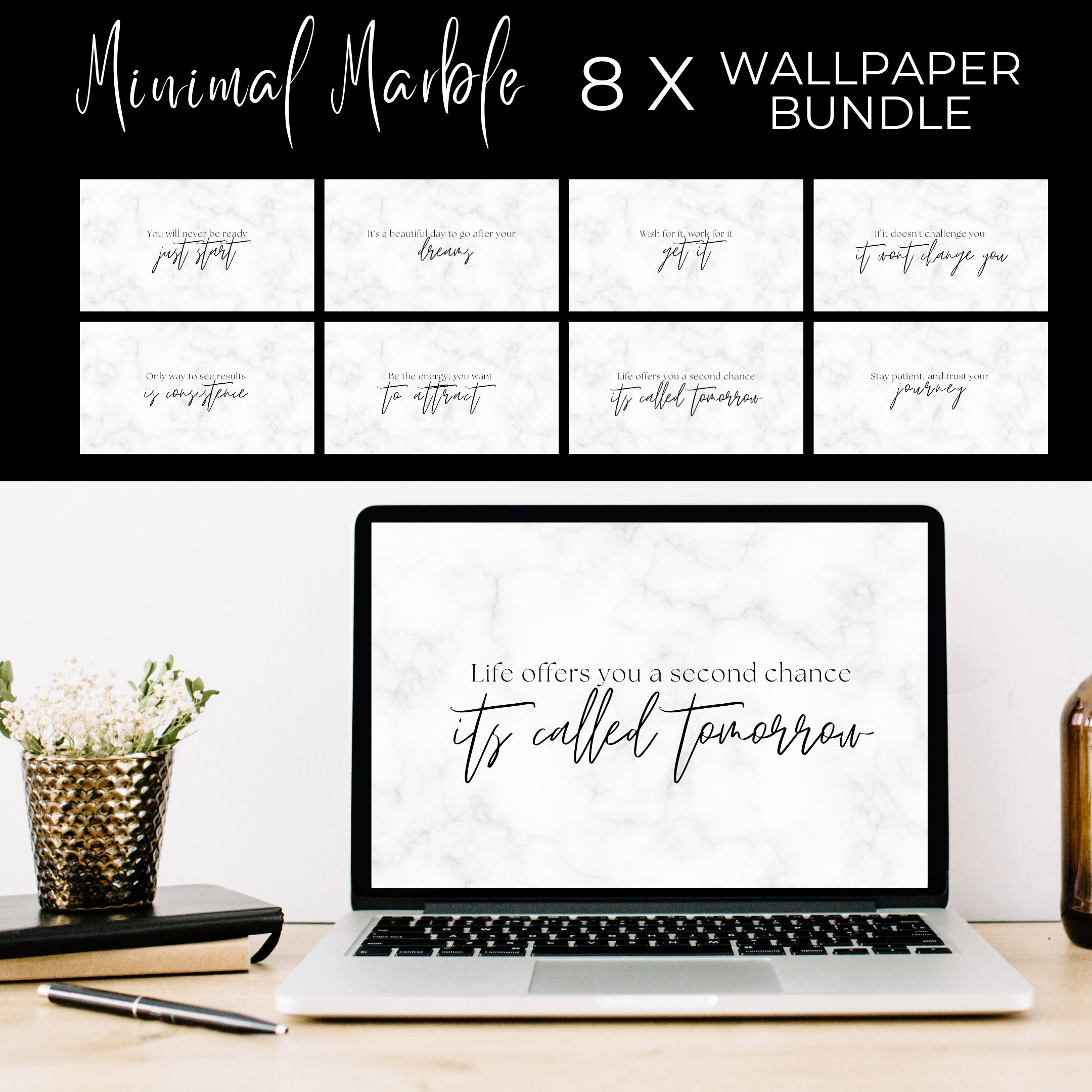 Minimal Desktop Wallpaper Quotes Bundle INSTANT DOWNLOAD - Etsy