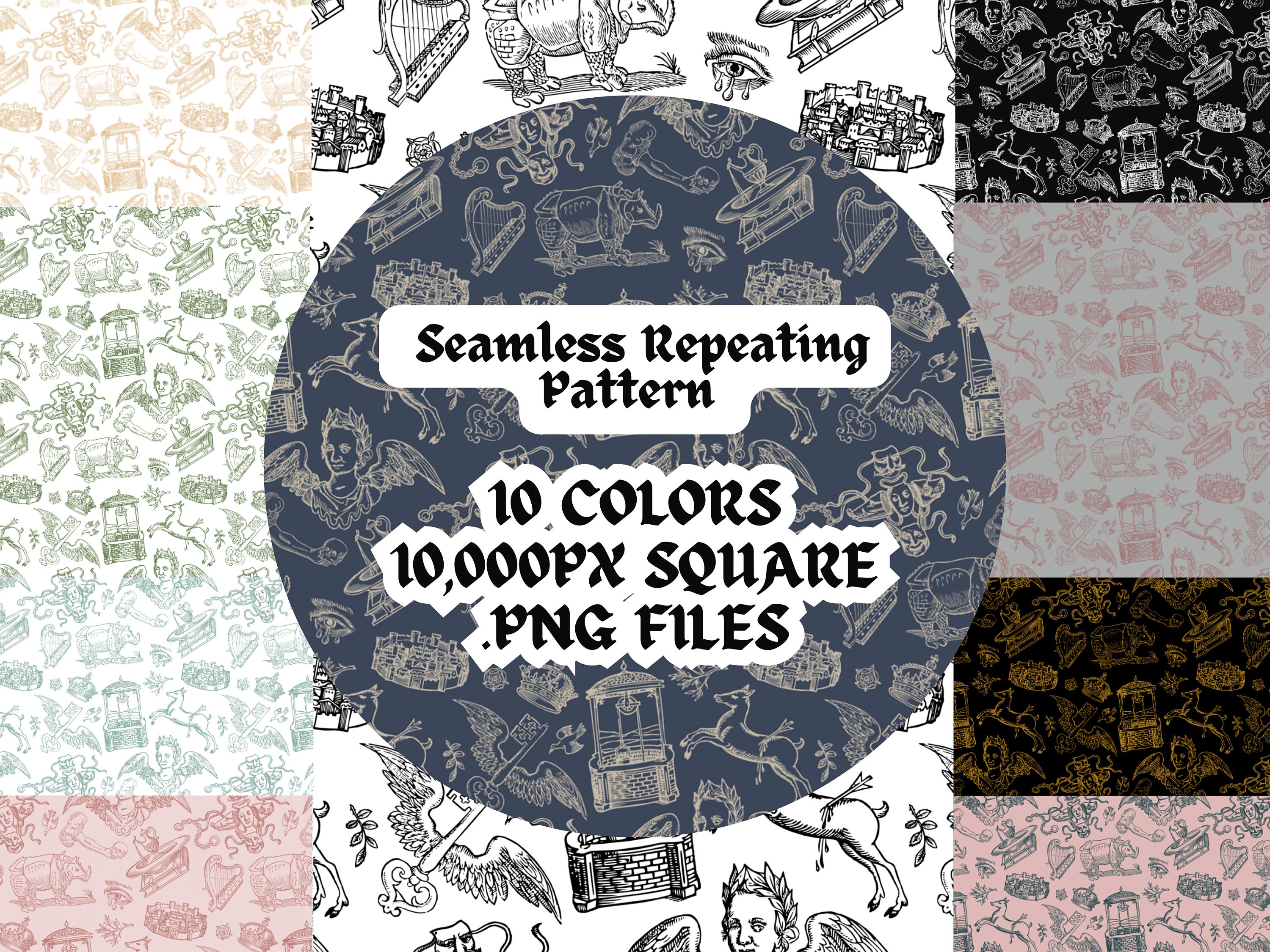 Coloring Pages From Minerva Britanna 1612 Seamless Repeating Digital ...