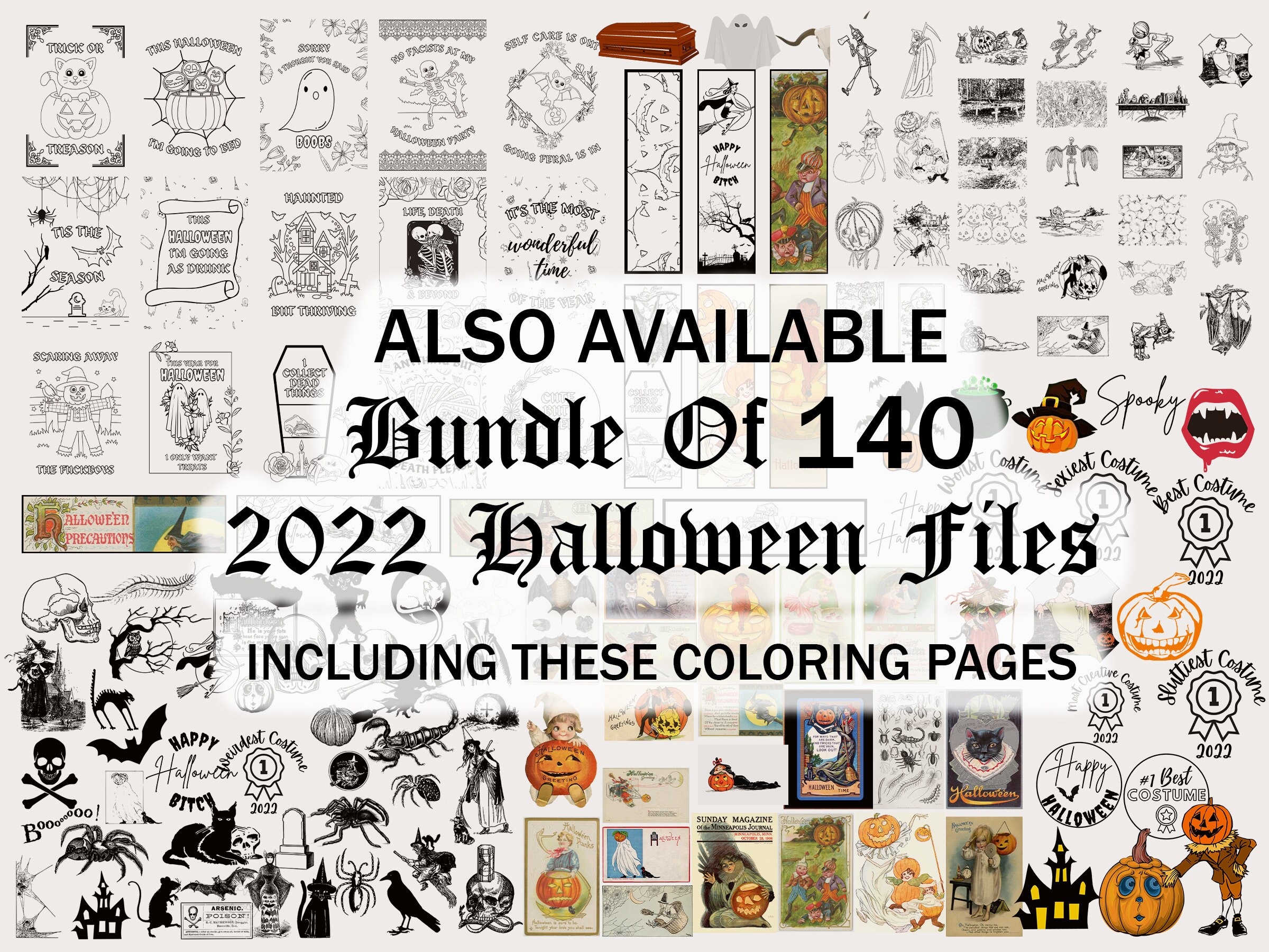 15 Halloween Coloring Pages Bundle Digital Printable Coloring - Etsy