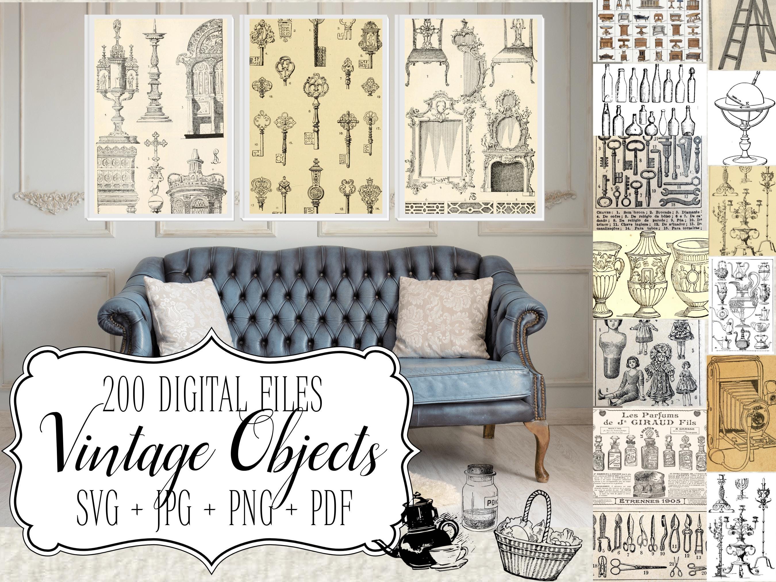 Vintage Objects Coloring Pages | Victorian Illustrations Book Digital ...