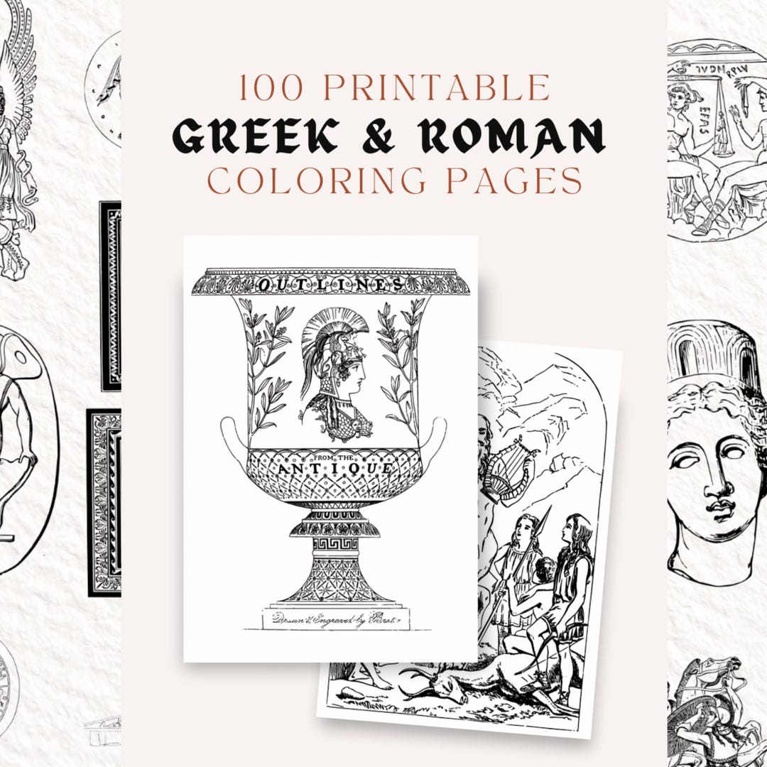 Ancient Greek & Roman Print Set | Vintage Illustrations Coloring Book ...