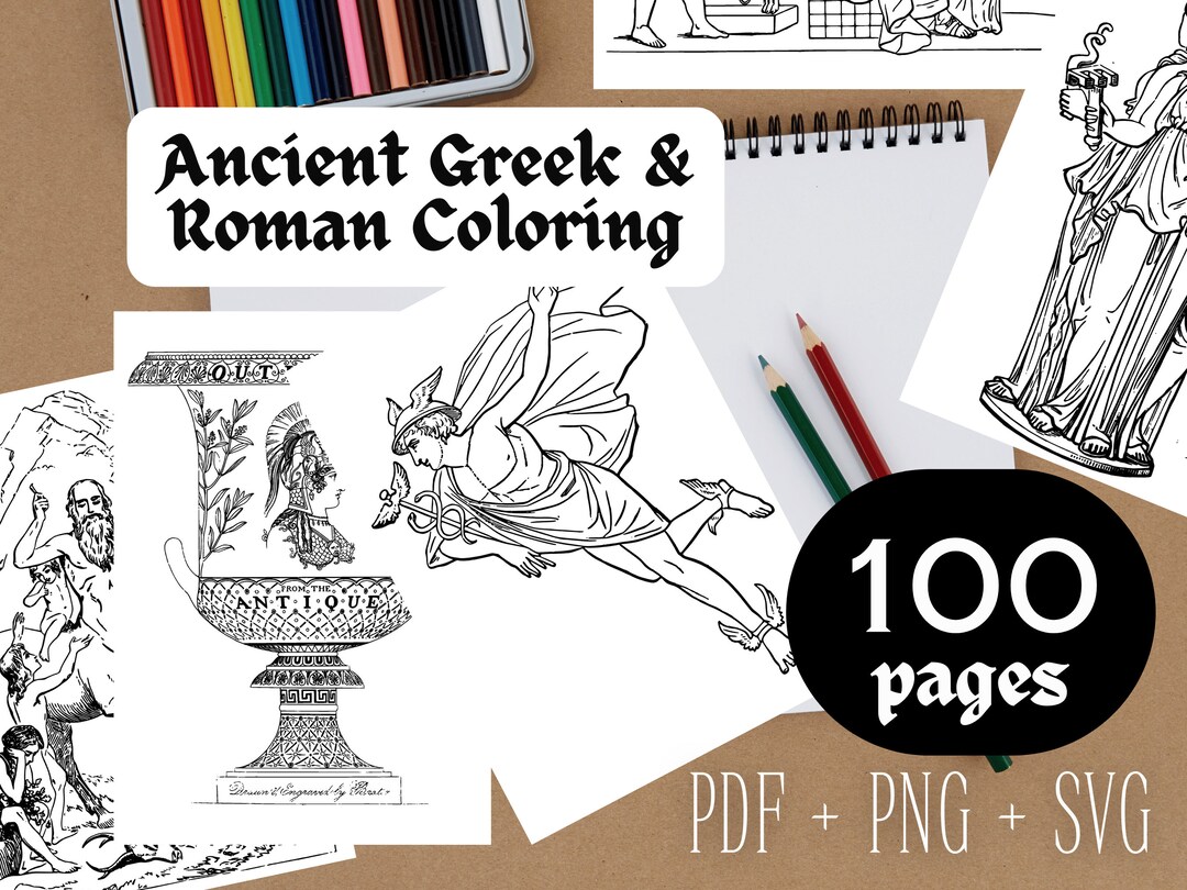 Ancient Greek & Roman Coloring Pages Vintage Illustrations Coloring ...