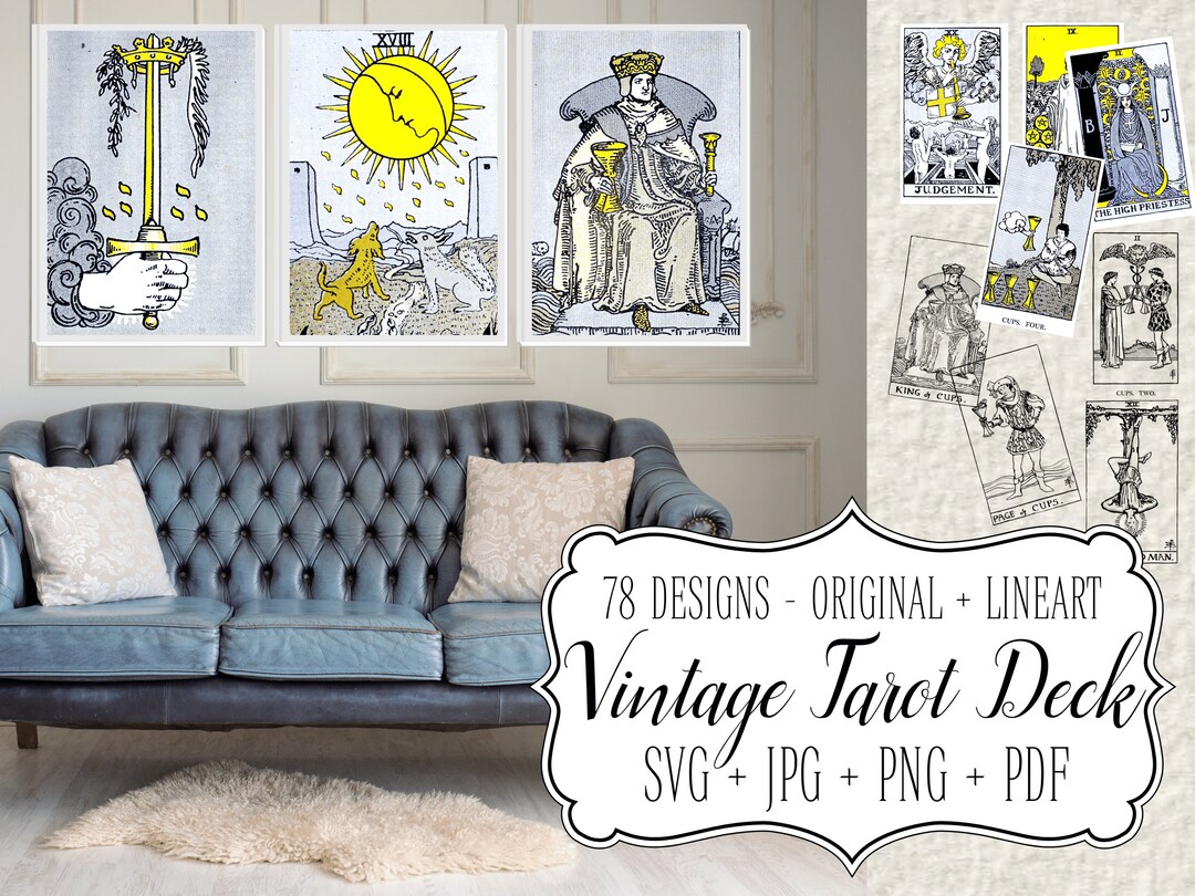 Tarot Deck Print Set Printable Vintage Tarot Cards Illustration ...