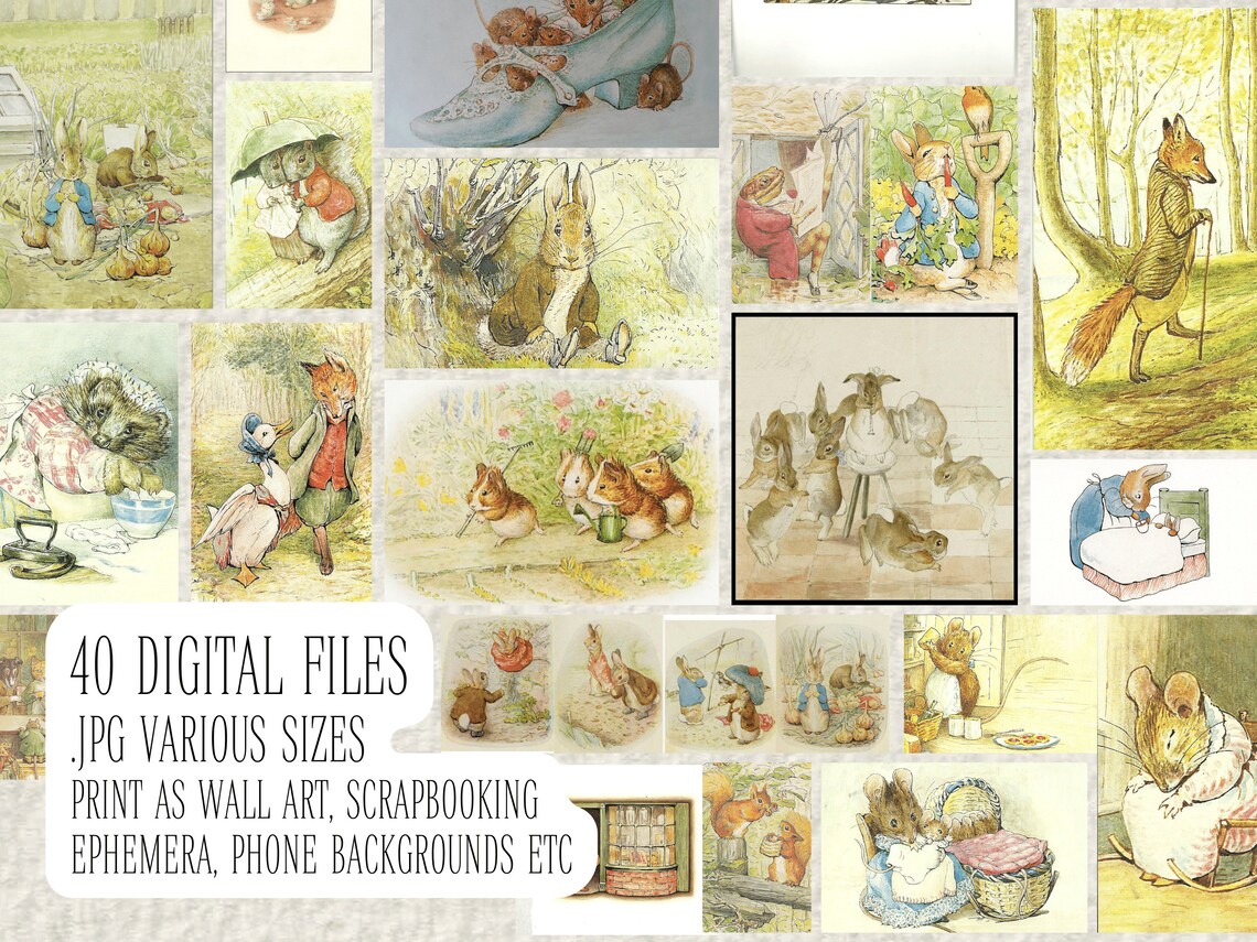 Printable Beatrix Potter Art + Bookmarks | Digital Download Instant ...