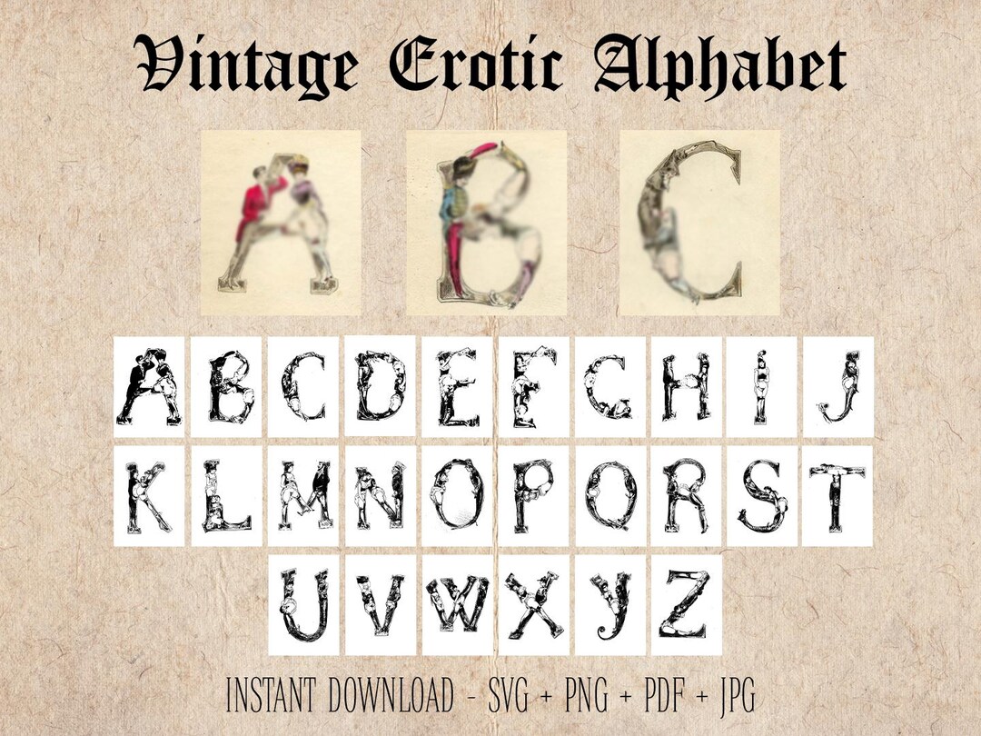 Erotic Alphabet Monogram SVG Artistic Nude Illustration Valentines Gift ...