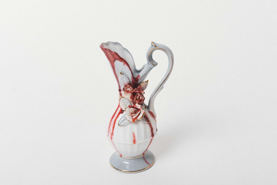 Blue Ceramic Vintage Halloween Vase OOAK Handmade Home Decor Gothic ...