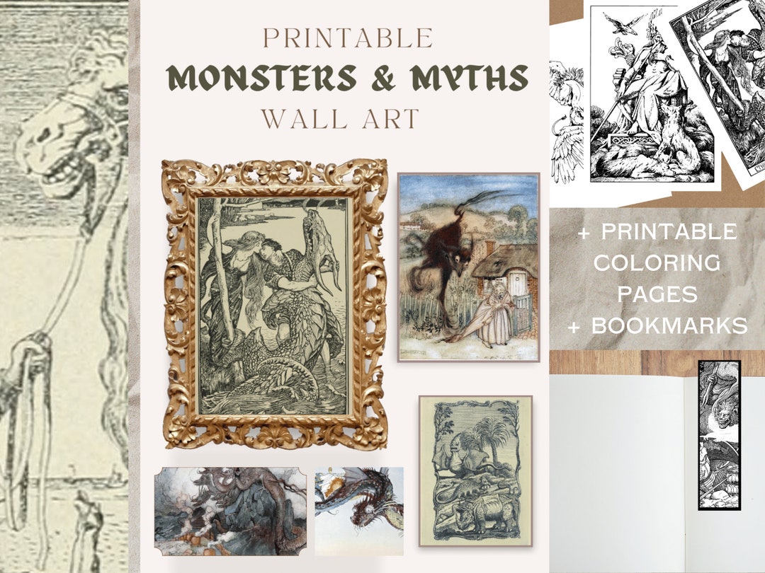 Monsters, Myths & Legends Vintage Mythology Illustrations Prints TV ...