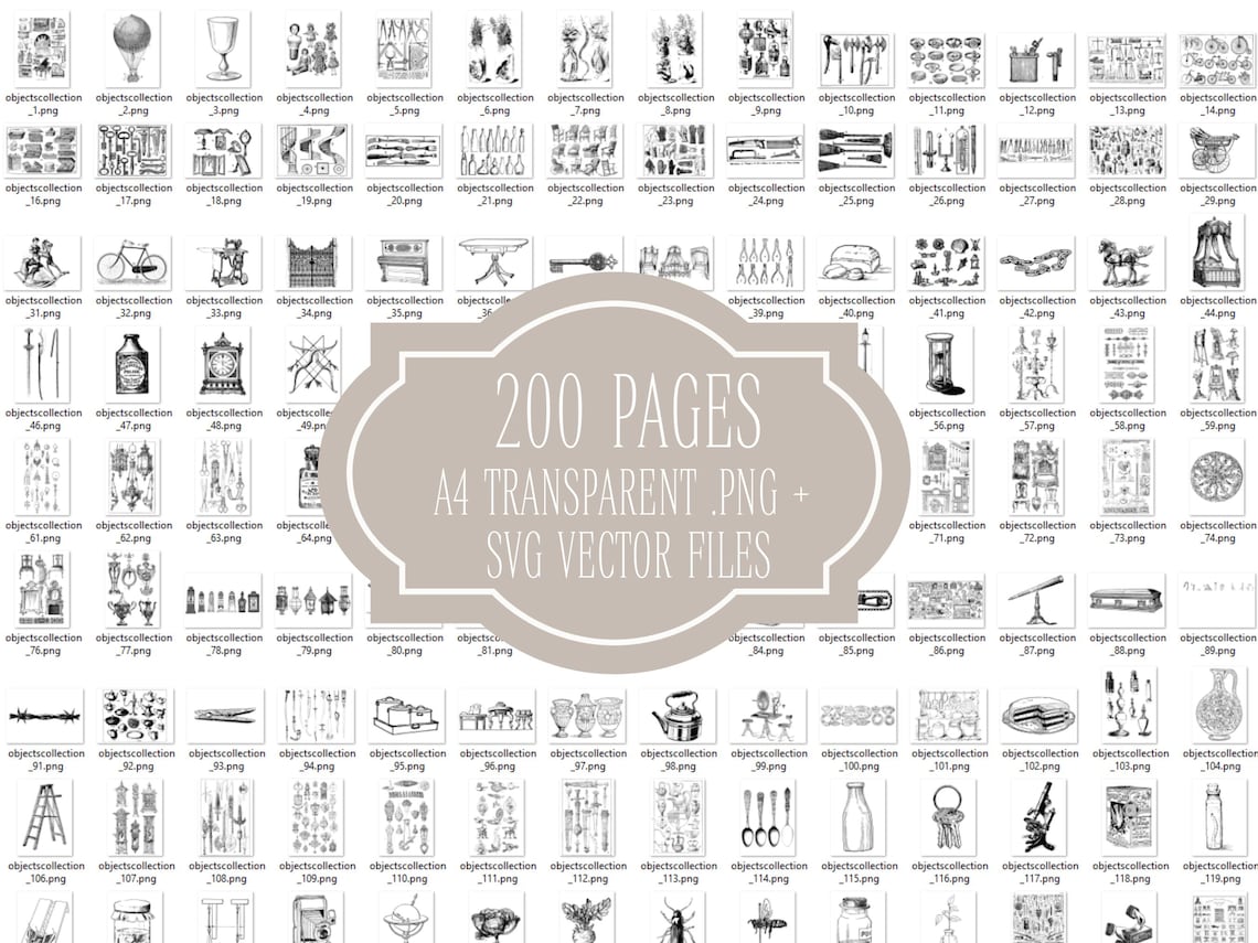 Vintage Objects Coloring Pages | Victorian Illustrations Book Digital ...
