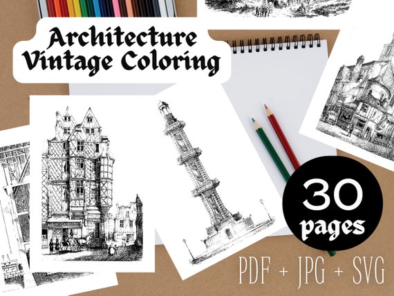 Architecture Colouring Pages 30 Historical Building Church - Etsy
