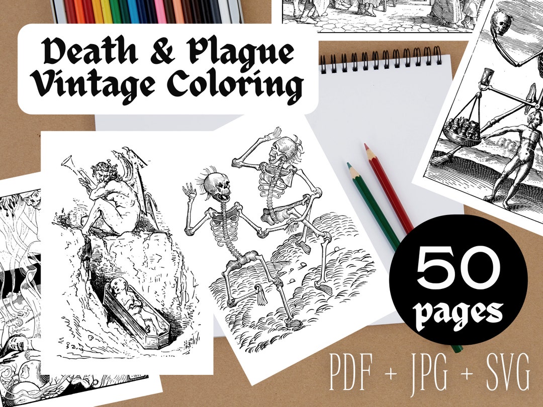 Death & Plague Coloring Pages Vintage Macabre Illustrations - Etsy
