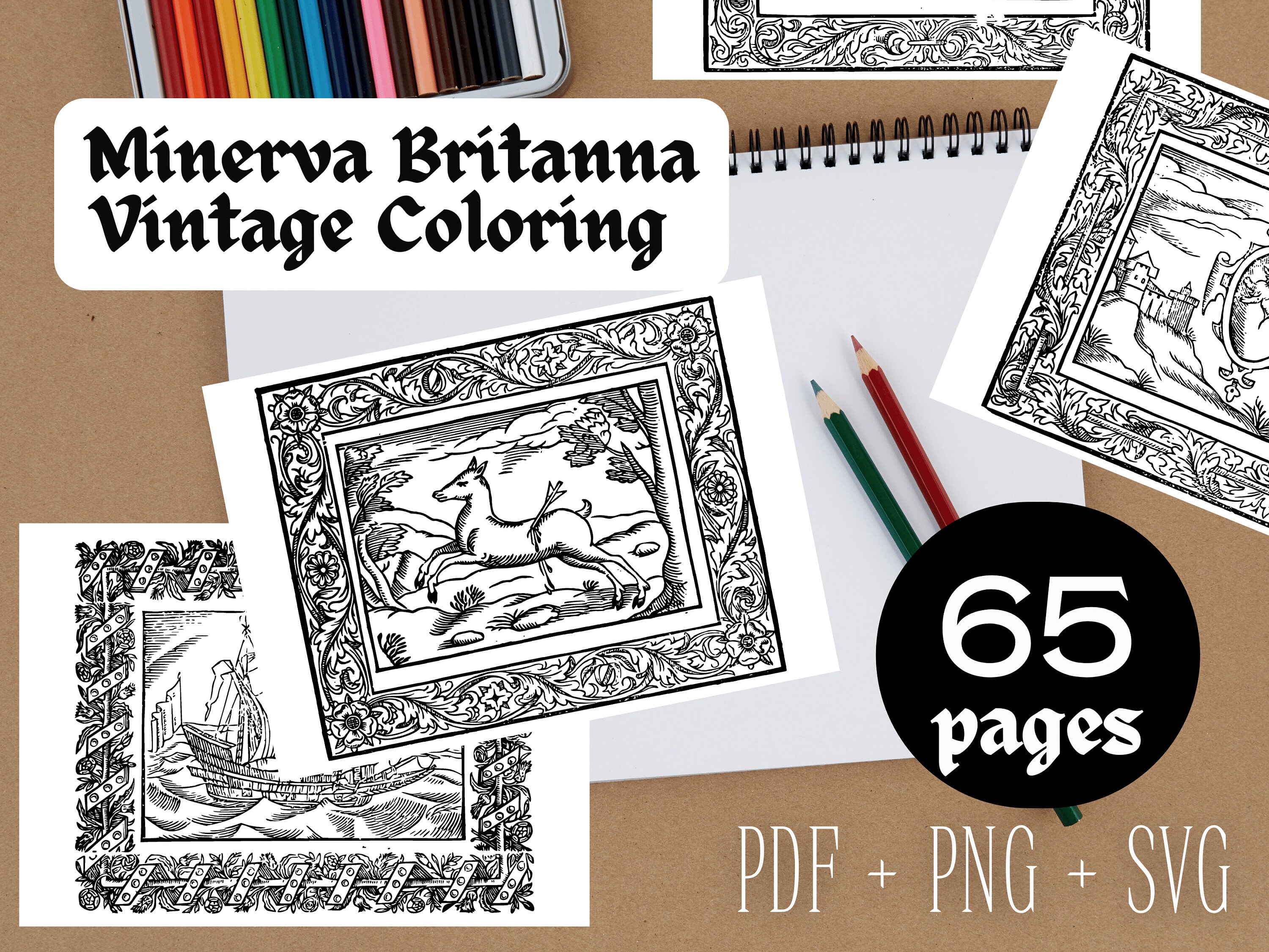 Coloring Pages From Minerva Britanna 1612 Seamless Repeating Digital ...