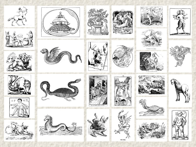 Monsters, Myths & Legends Coloring Pages Vintage Illustrations ...