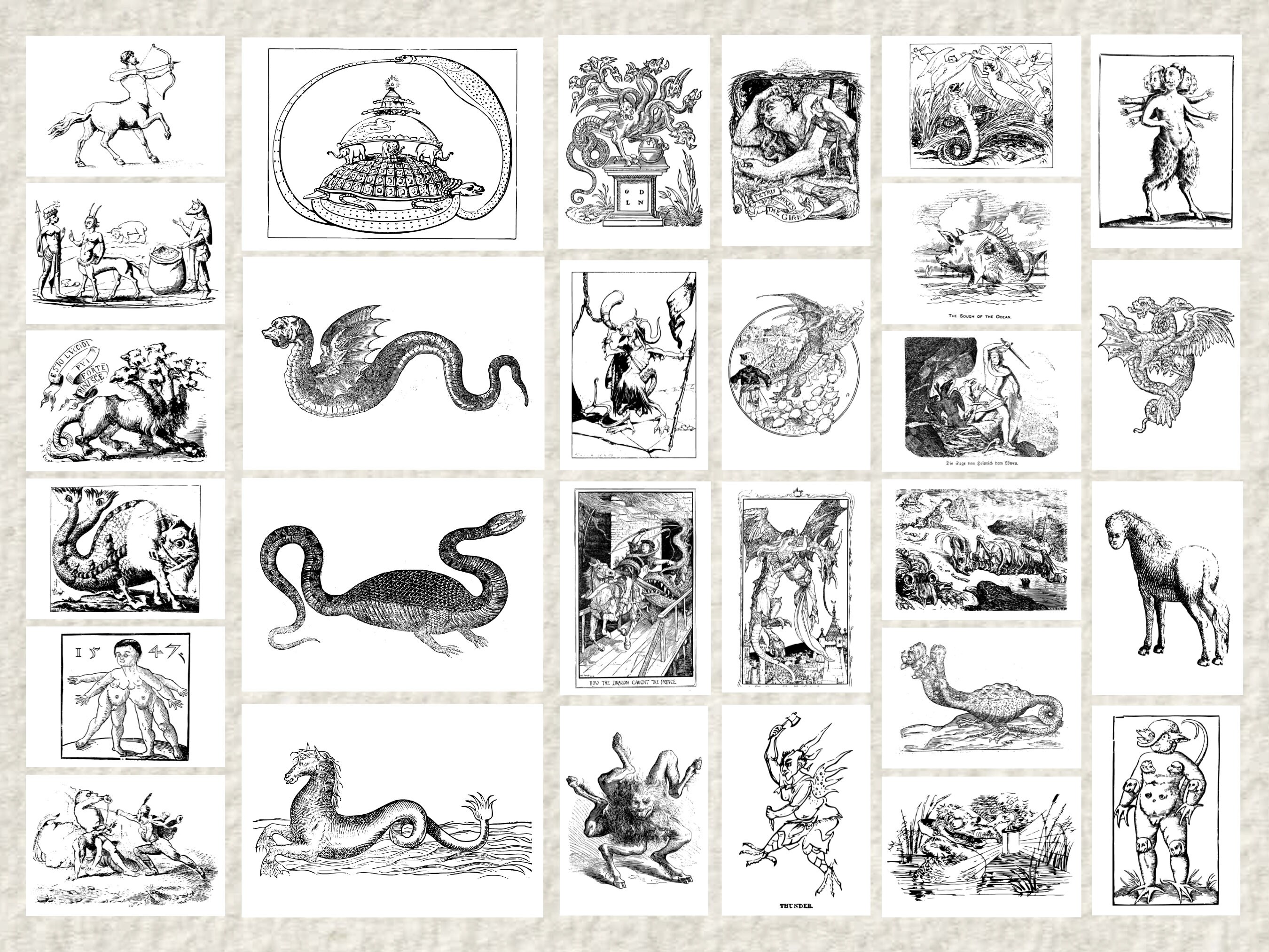Monsters, Myths & Legends Vintage Mythology Illustrations Prints TV ...