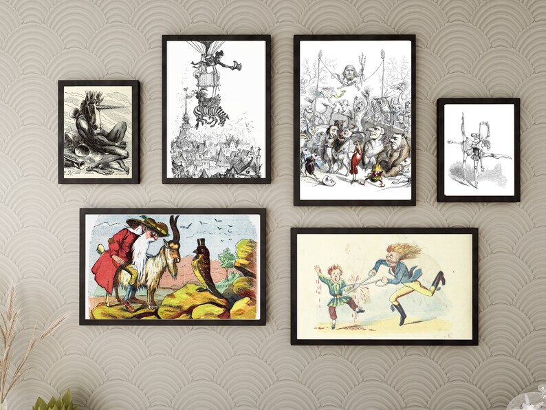 Bizarre Absurd Vintage Coloring Pages - Weird Wall Art Print Victorian ...