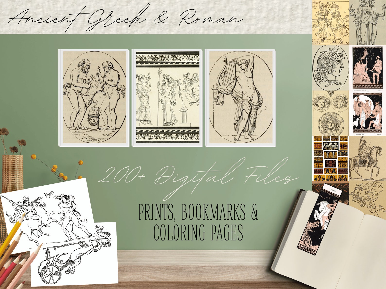 Ancient Greek & Roman Coloring Pages | Vintage Illustrations Coloring ...