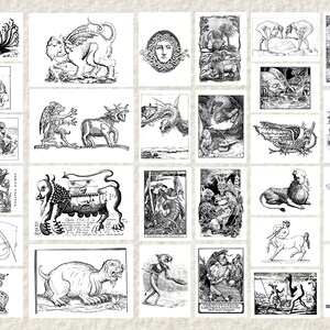 Monsters, Myths & Legends Coloring Pages Vintage Illustrations ...