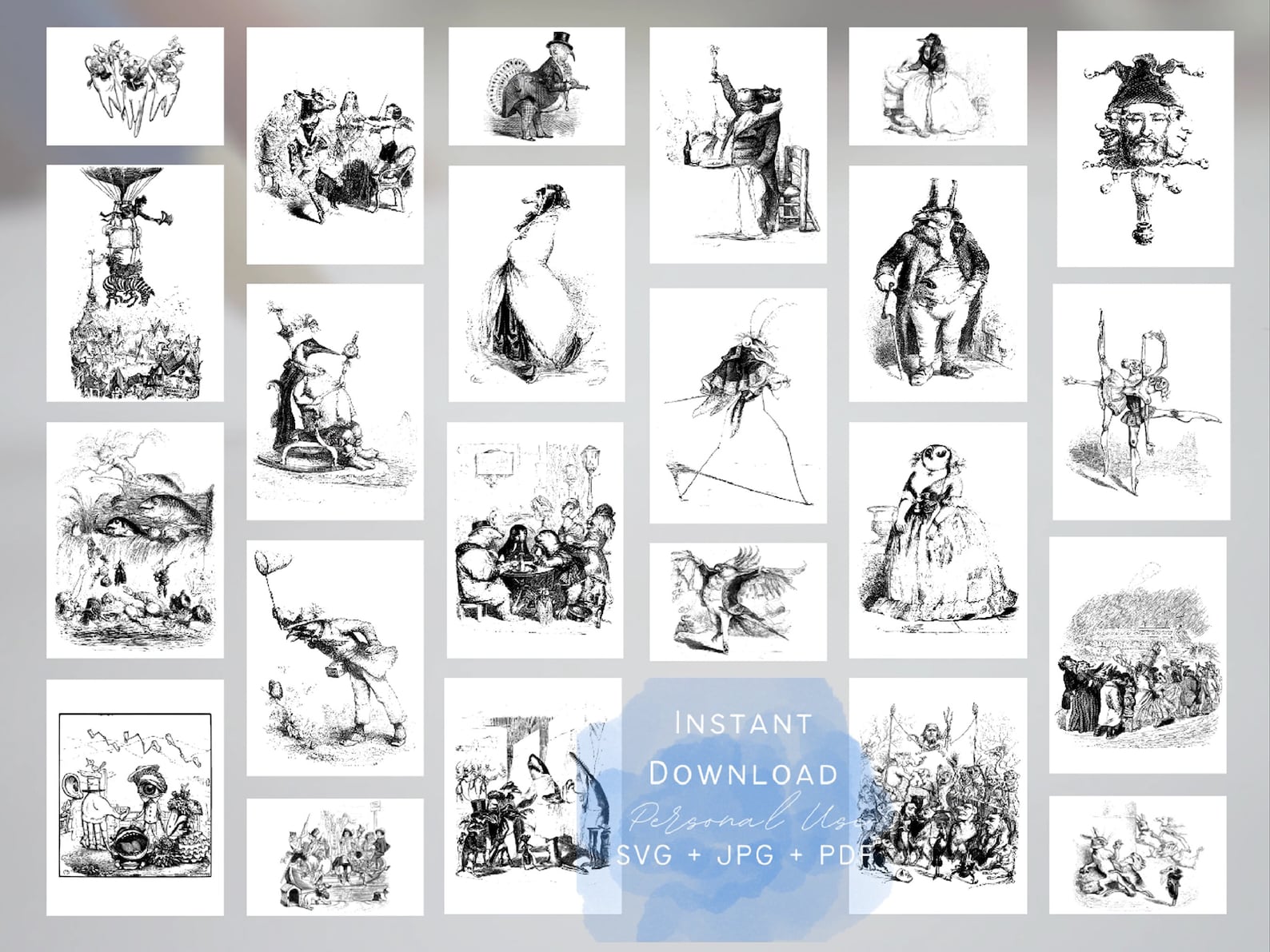 Bizarre Absurd Vintage Coloring Pages - Weird Wall Art Print Victorian ...