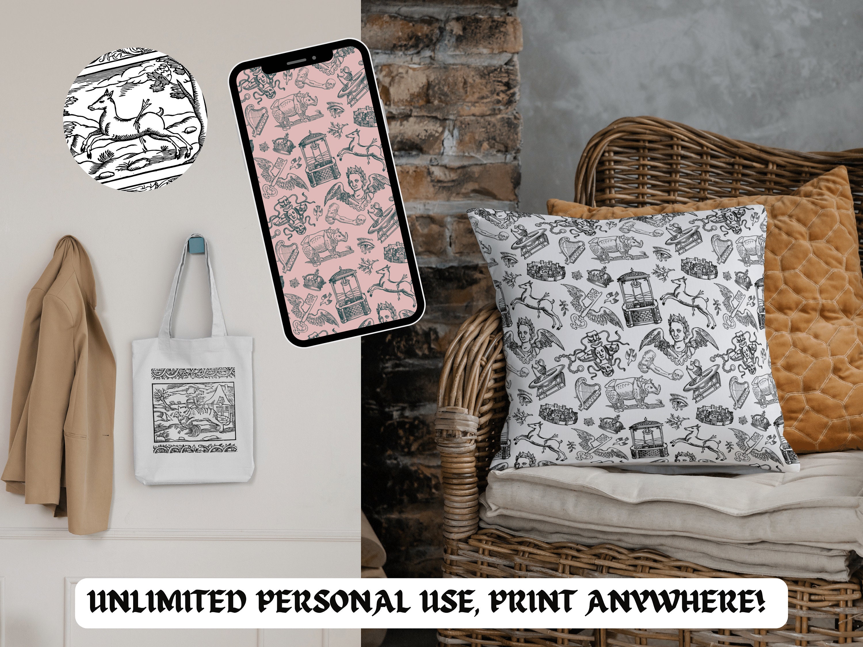 Coloring Pages From Minerva Britanna 1612 Seamless Repeating Digital ...