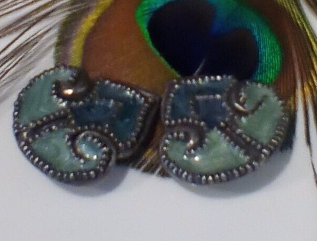 Vintage Blue Enamel Teardrop Clamp Earring - Etsy