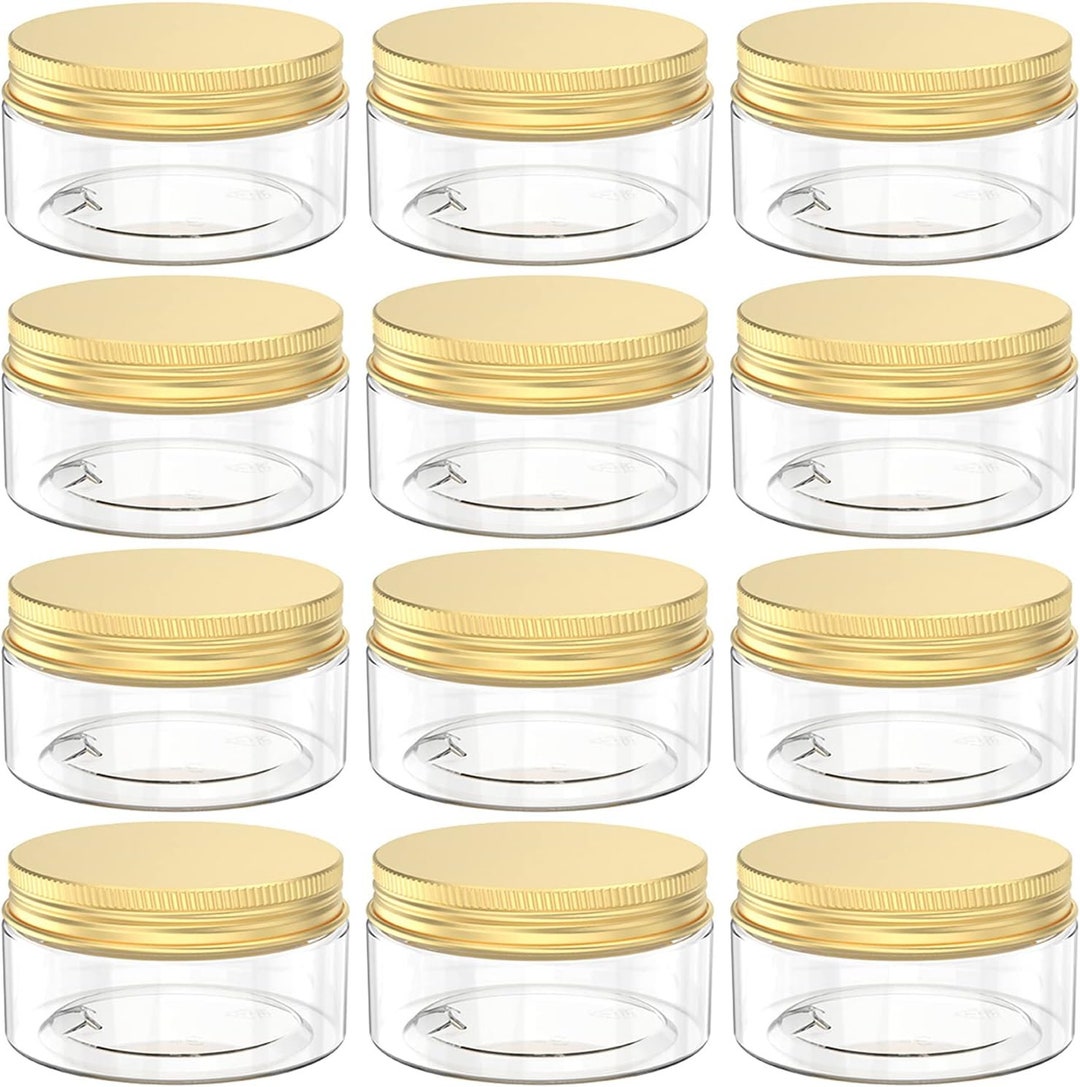 1 Ounce Plastic Jars Wide Mouth Refillable Containers With Golden Lids ...
