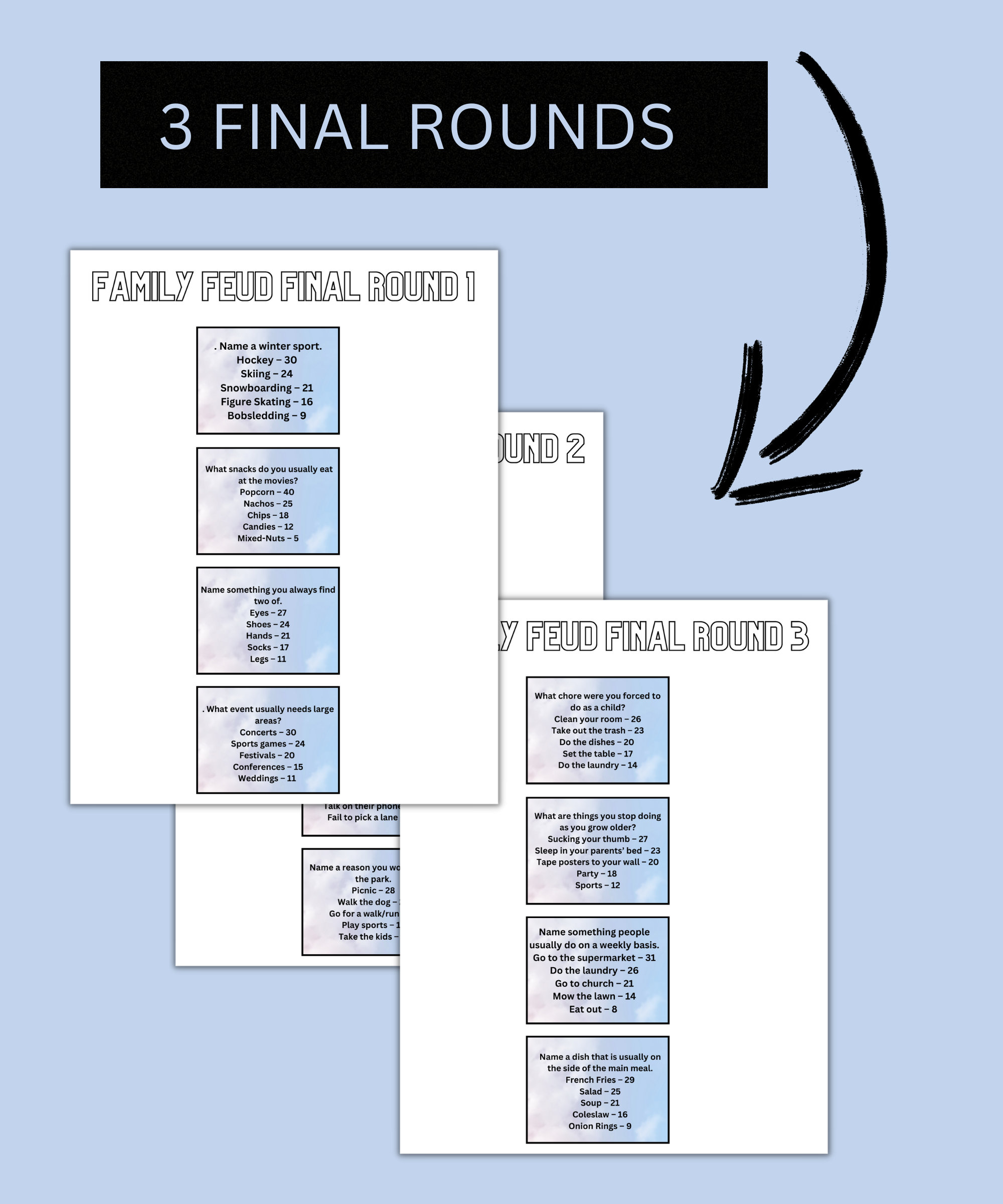 Printable Fun Feud Game Family Game Night Friendly Feud - Etsy