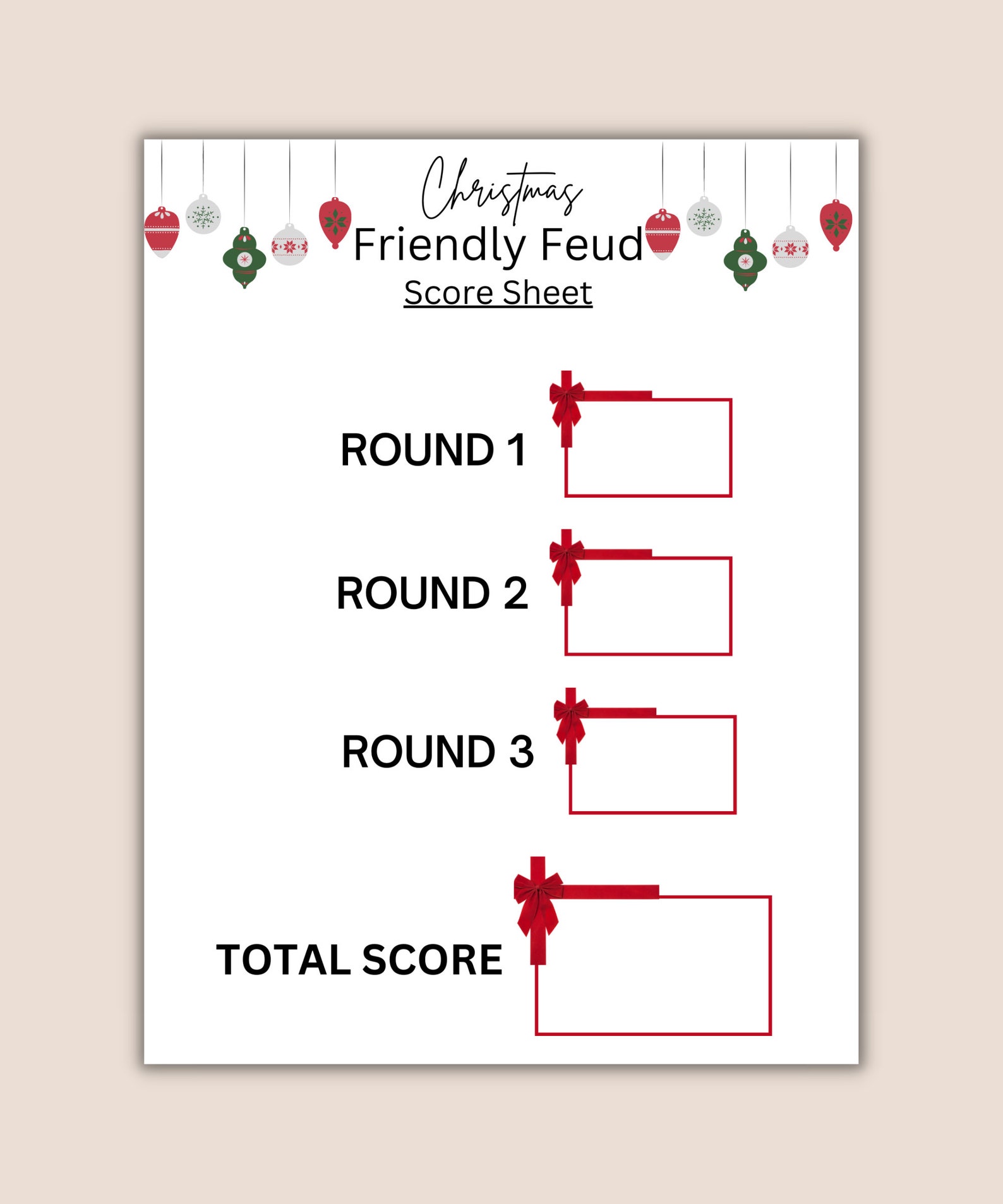 Christmas Friendly Feud Game - Printable Christmas Games - Holiday ...