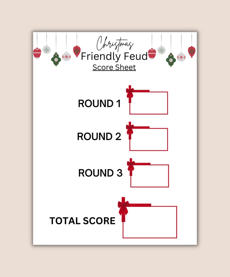 Christmas Friendly Feud Game - Printable Christmas Games - Holiday ...