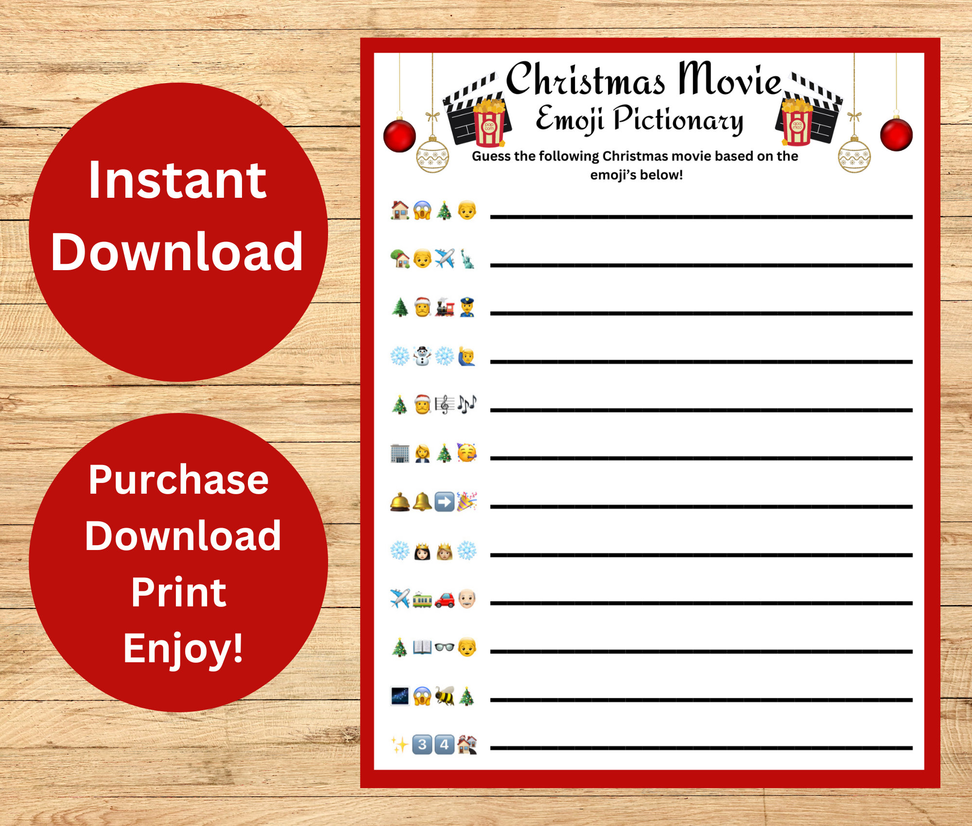 Christmas Movie Emoji Pictionary - Christmas Movies Game - Emoji Game ...