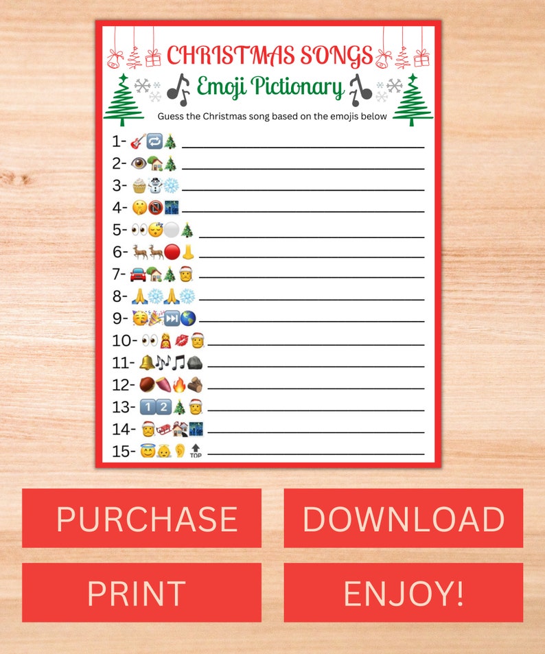Christmas Emoji Pictionary - Christmas Printable Party Games ...