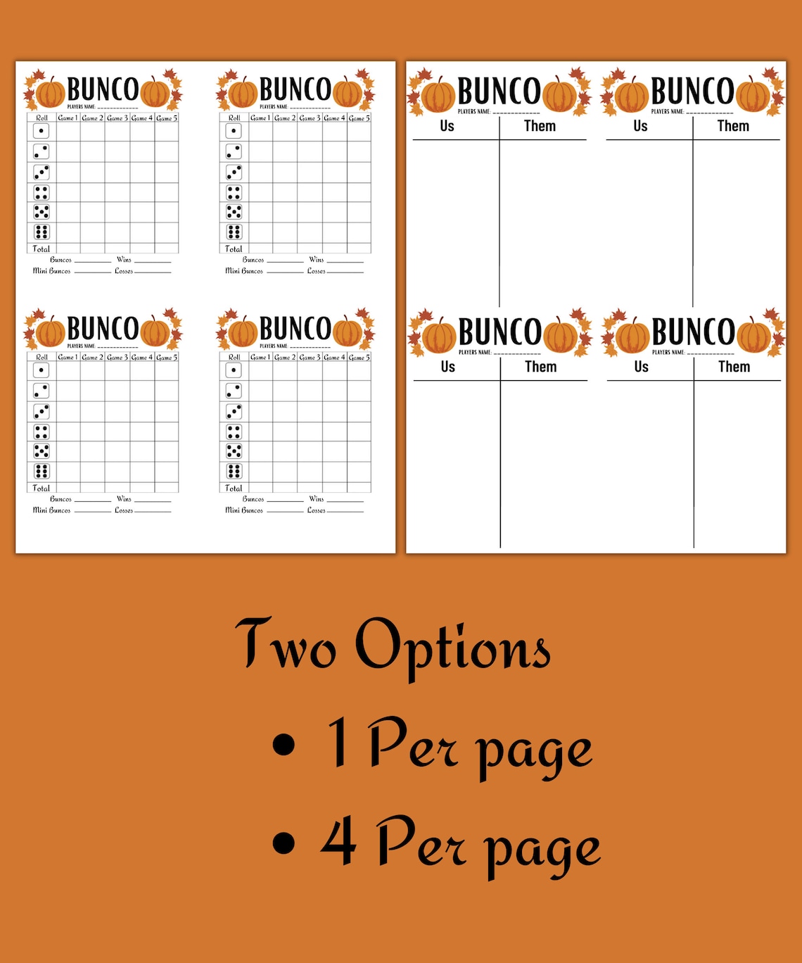 Fall BUNCO Game - Printable BUNCO - Thanksgiving Party Games Printable ...