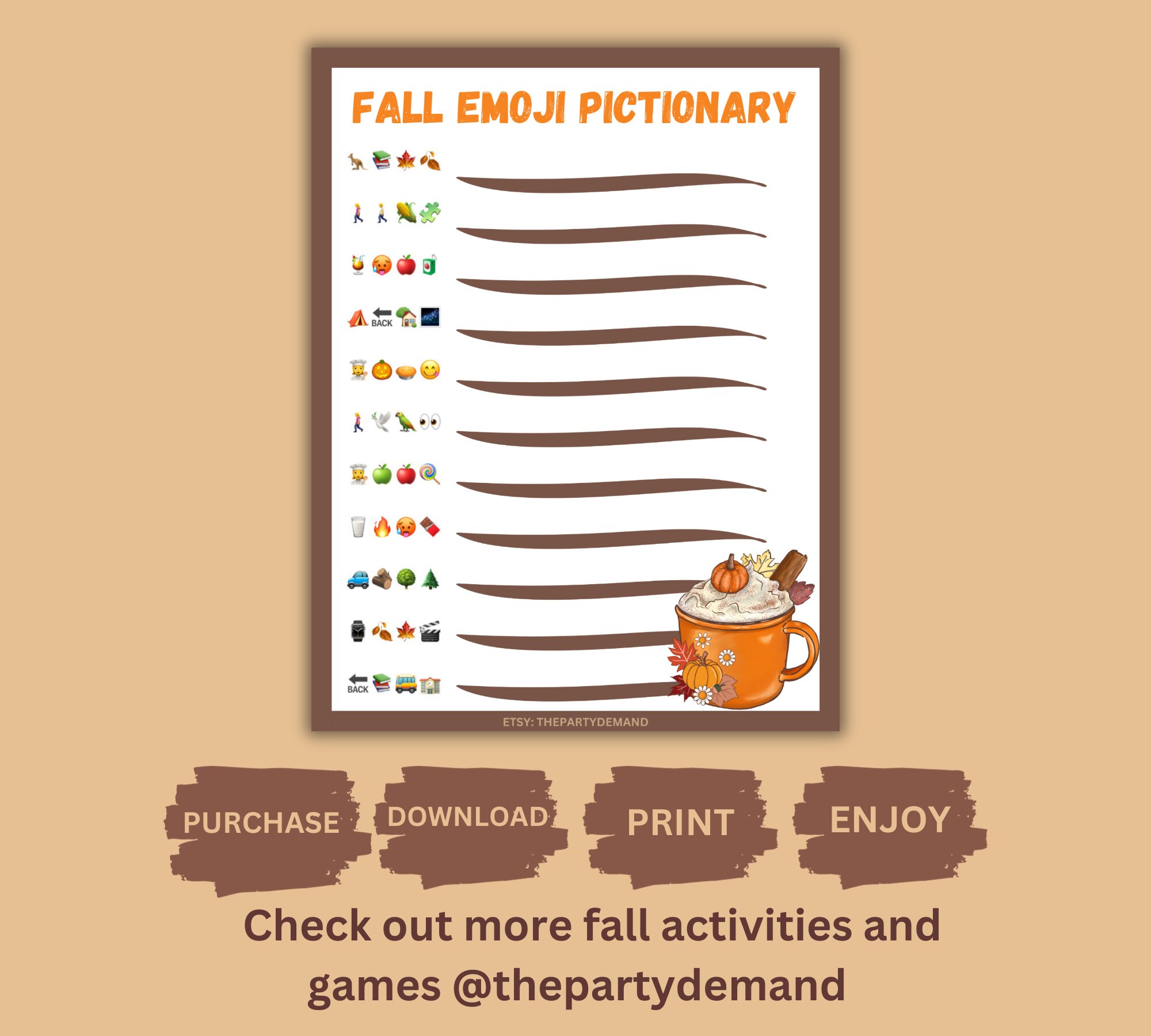Fall Emoji Pictionary Game – Printable Thanksgiving Activity (PDF) - Etsy