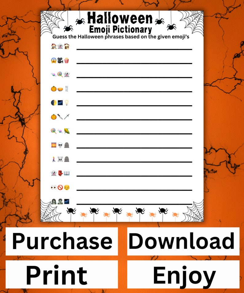 Halloween Emoji Pictionary Game - Halloween Printable Party Games ...