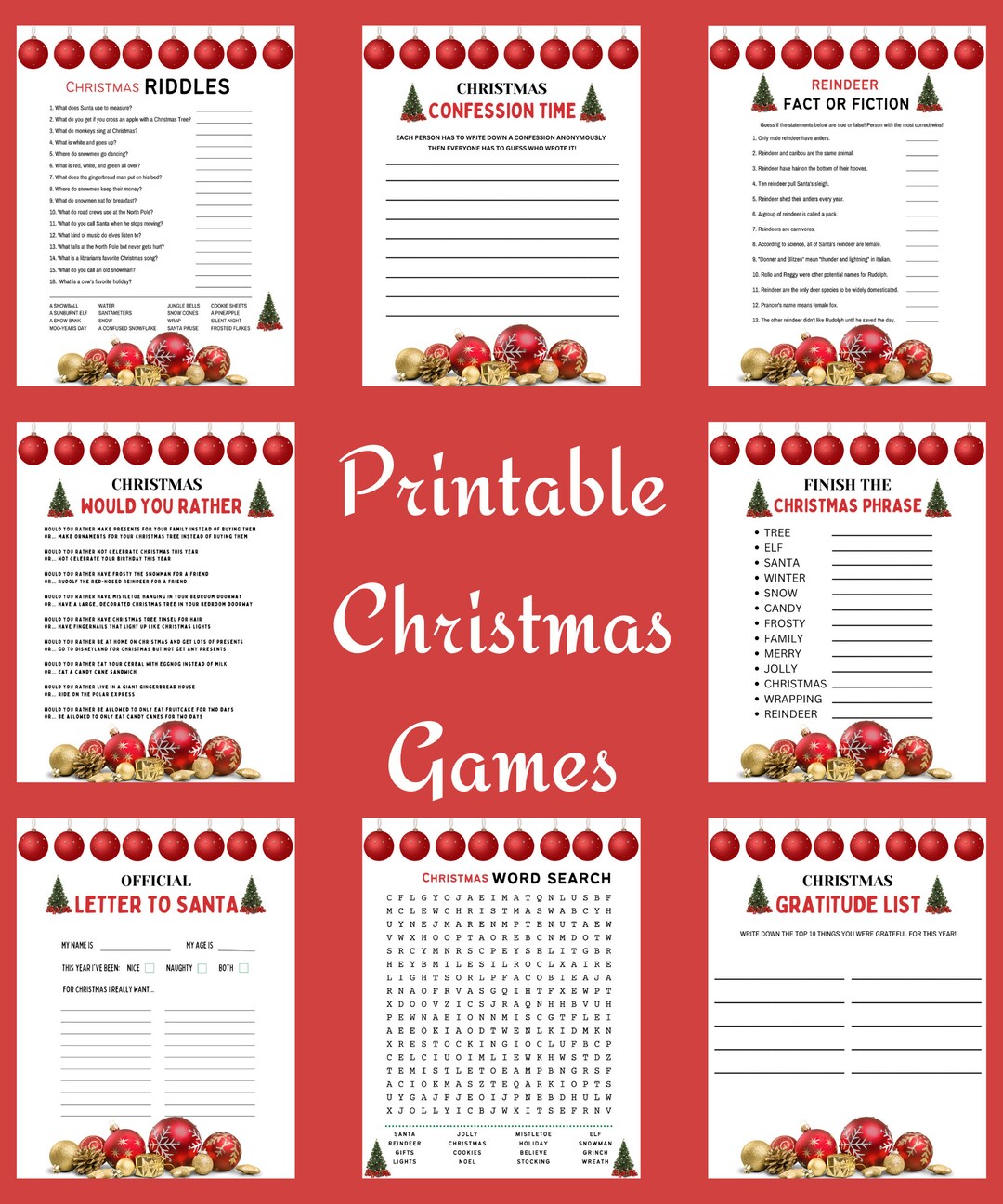 Christmas Game Bundle - Printable Christmas Party Games - Printable ...