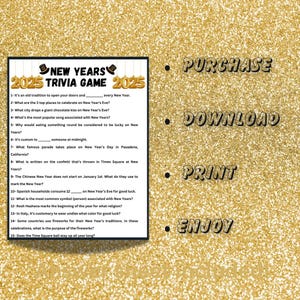 New Years Eve Trivia Game Printable Trivia Sheet New Years Eve Prinatble Games for Kids and ...