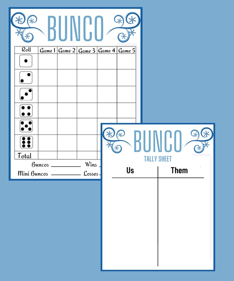 Winter Bunco Game: Printable Score Cards & Tally Sheet (PDF) - Etsy
