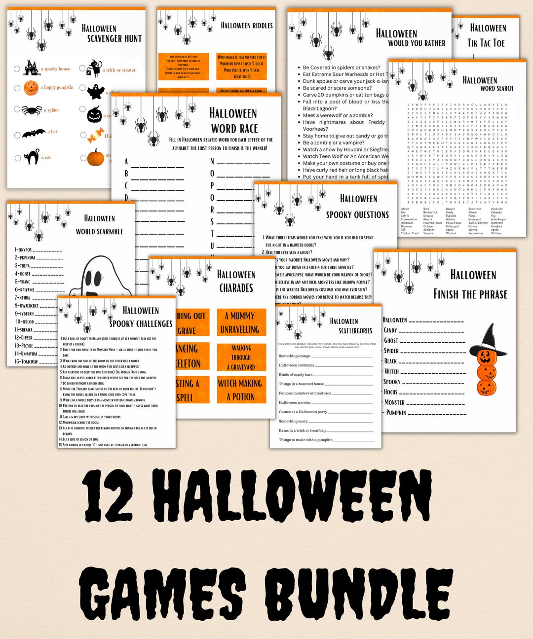 Halloween Game Bundle – 12 Printable Party Games (PDF Download) - Etsy