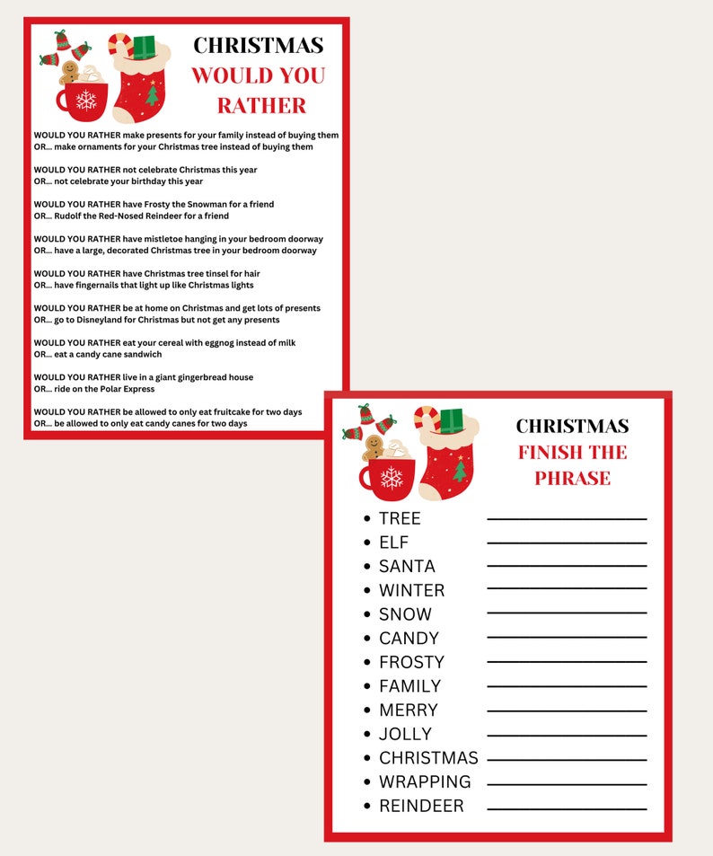 Printable Christmas Party Game Bundle: Trivia, Pictionary, Riddles (PDF ...